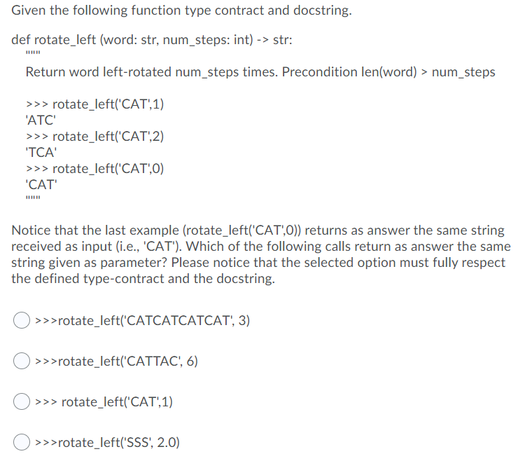 Solved Given the following function type contract and | Chegg.com