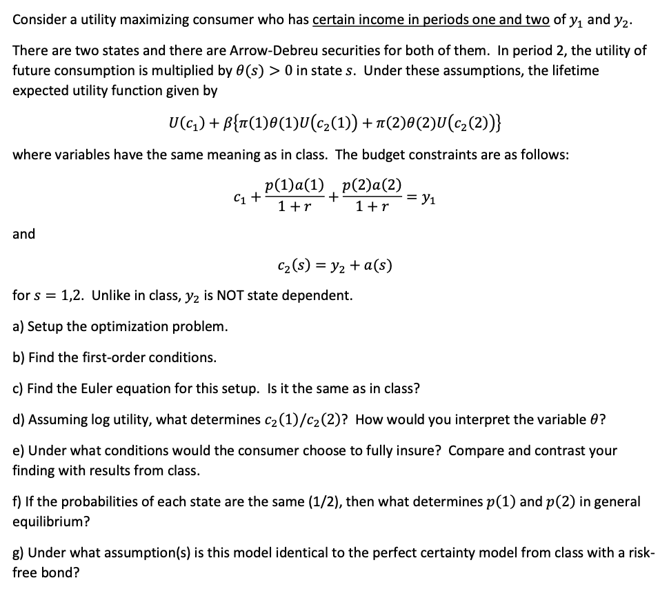 Solved Consider a utility maximizing consumer who has | Chegg.com
