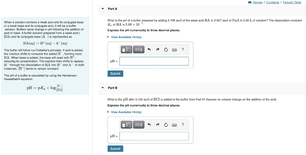 Solved When a solution contains a weak acid and its | Chegg.com