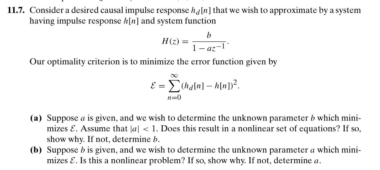 Solved 7. Consider a desired causal impulse response hd[n] | Chegg.com