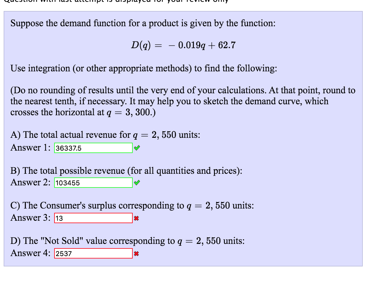 Solved Suppose the demand function for a product is given by | Chegg.com
