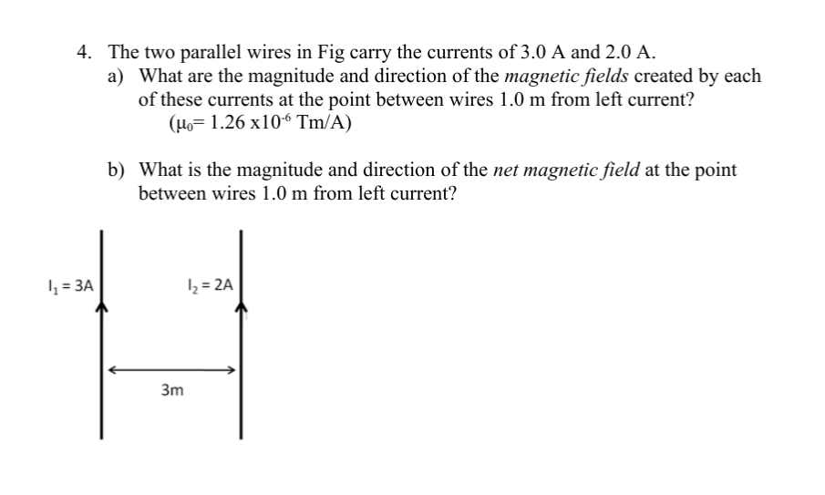 Solved 4. The two parallel wires in Fig carry the currents | Chegg.com