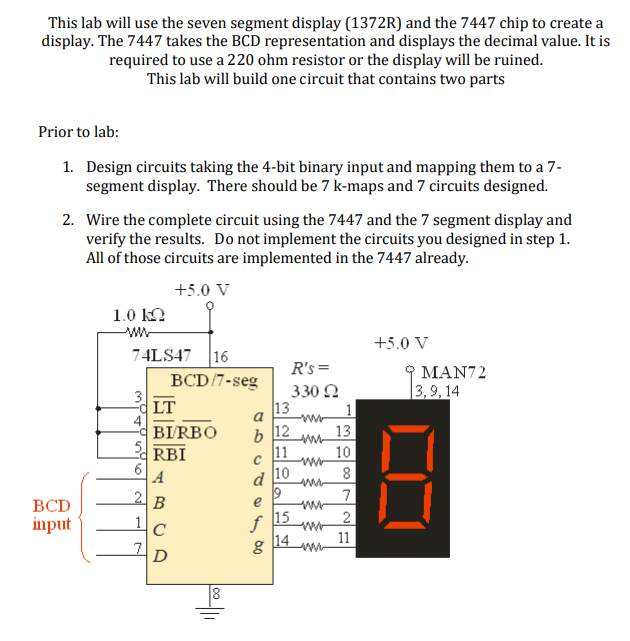 Solved This lab will use the seven segment display (1372R) | Chegg.com