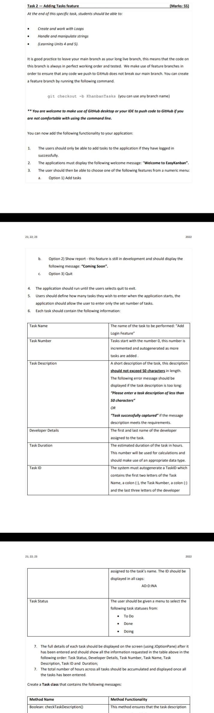 Solved Task 2-Adding Tasks feature (Marks: 55) At the end of | Chegg.com