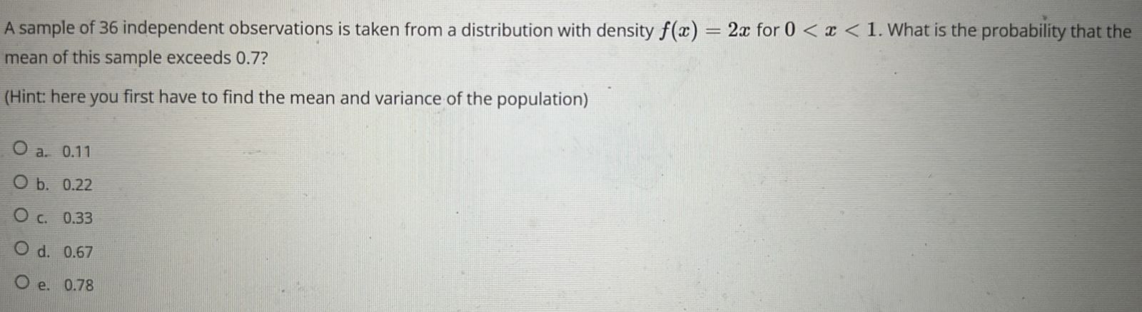 Solved A sample of 36 independent observations is taken from | Chegg.com