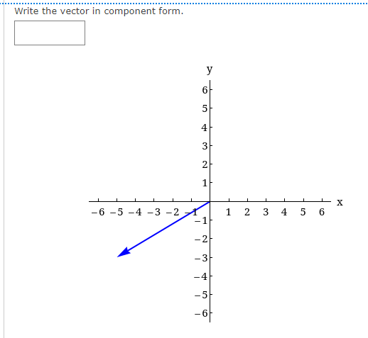 Solved Write the vector in component form. y 67 아 5 4 3 2 1 | Chegg.com