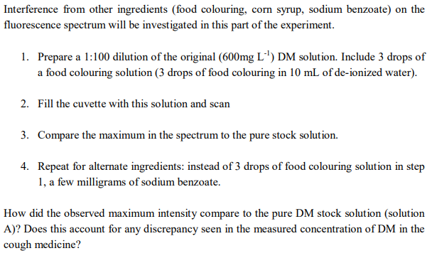 Solved Interference from other ingredients (food colouring, | Chegg.com