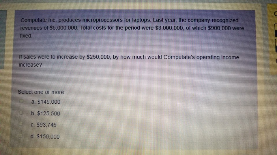 Solved Qu Computate Inc. produces microprocessors for | Chegg.com