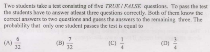 Solved Two students take a test consisting of five TRUE / | Chegg.com