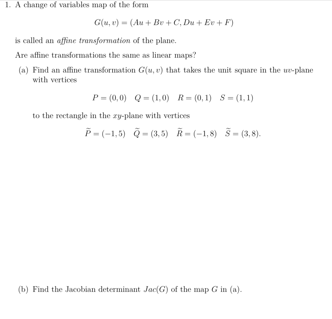 Solved A change of variables map of the | Chegg.com