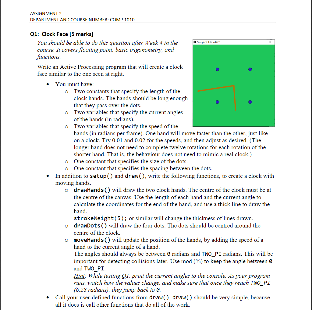 ASSIGNMENT 2 DEPARTMENT AND COURSE NUMBER: COMP 1010 | Chegg.com