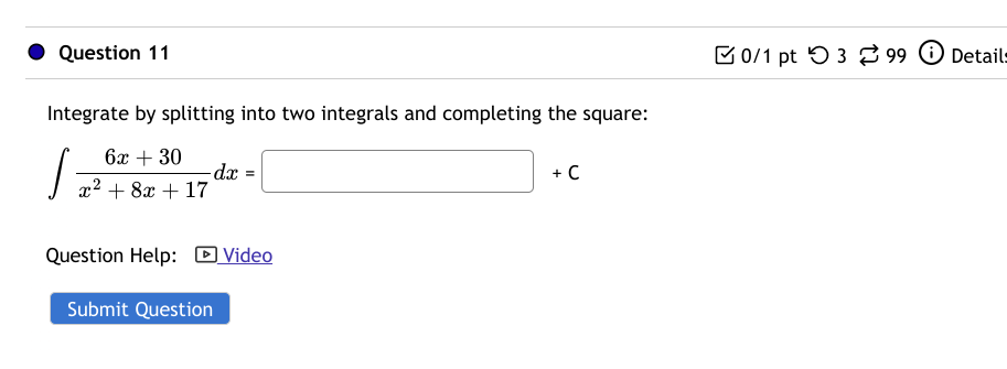 Solved Integrate by splitting into two integrals and | Chegg.com