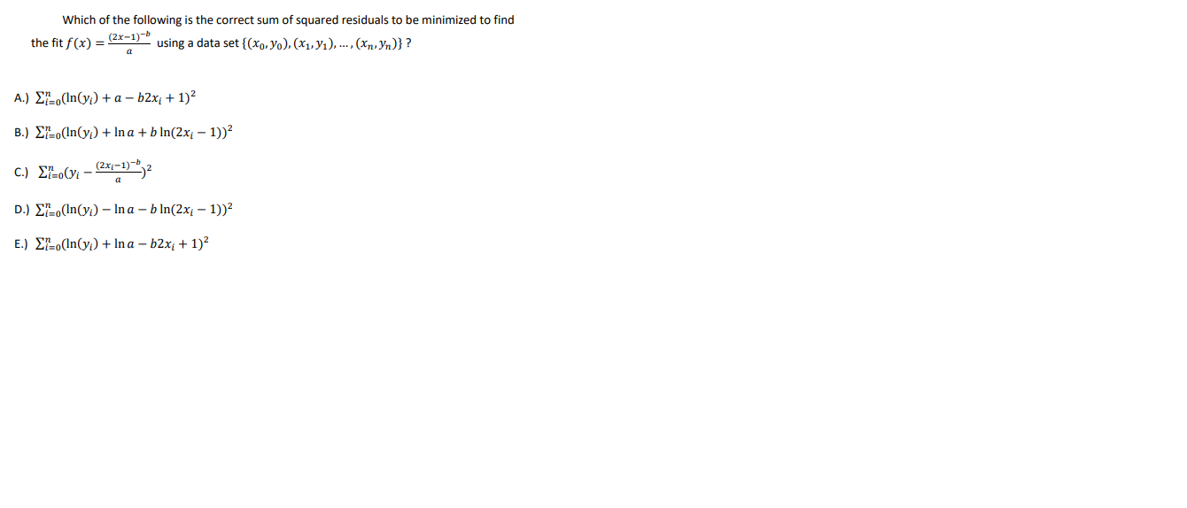 Solved Which of the following is the correct sum of squared | Chegg.com