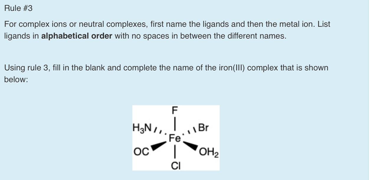 Solved For complex ions or neutral complexes, first name the | Chegg.com