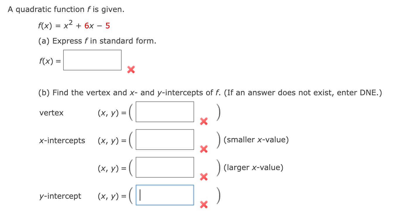Solved A Quadratic Function F Is Given F x X2 6x 5 Chegg