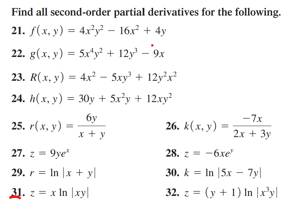 Solved Find all second-order partial derivatives for the | Chegg.com