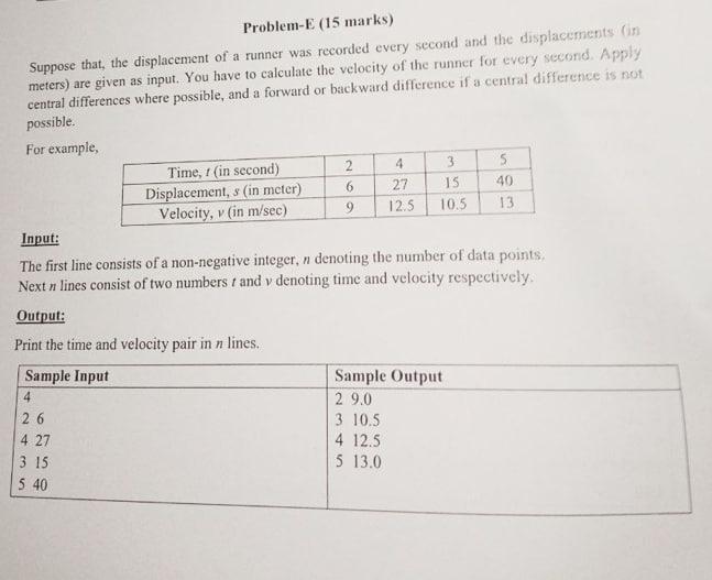 Solved Problem-E (15 marks) Suppose that, the displacement | Chegg.com