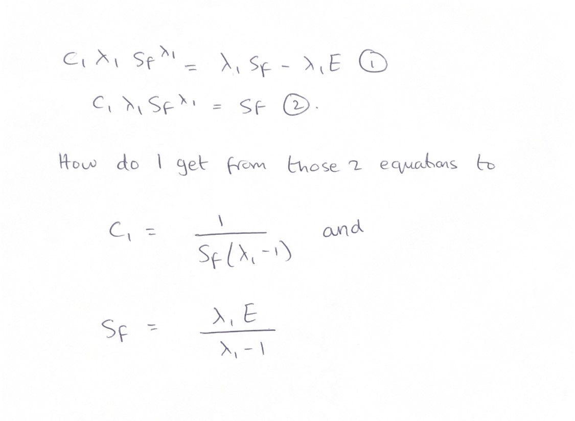 Solved c1λ1SFλ1=λ1SF−λ1Ec1λ1SFλ1=SF How do 1 get from those | Chegg.com