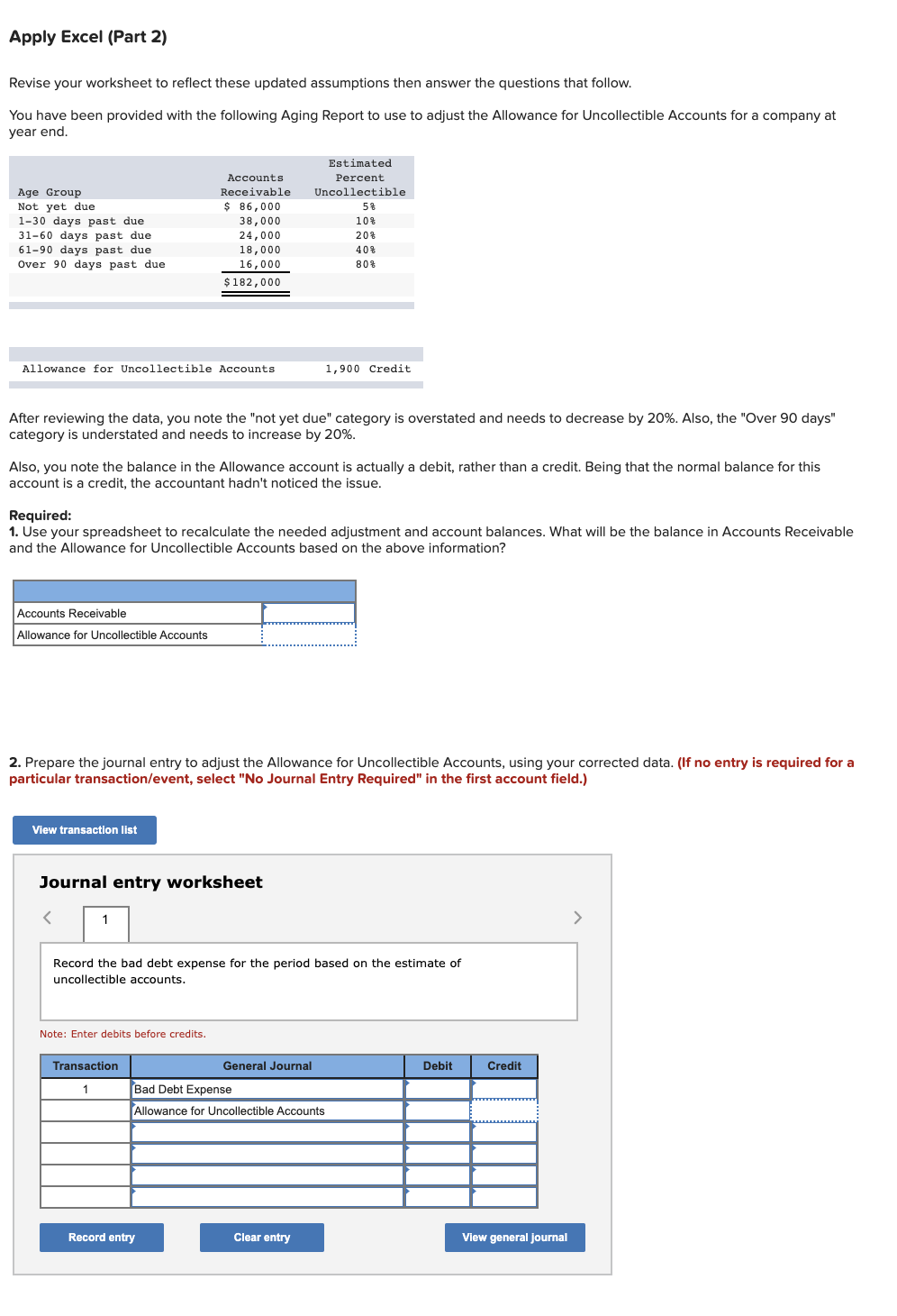 Solved Apply Excel (Part 2) Revise your worksheet to reflect | Chegg.com