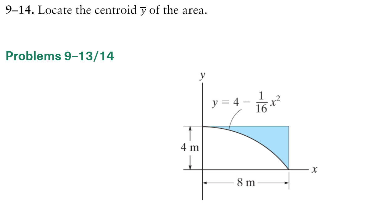 Solved 9-14. Locate the centroid yˉ of the area. Problems | Chegg.com