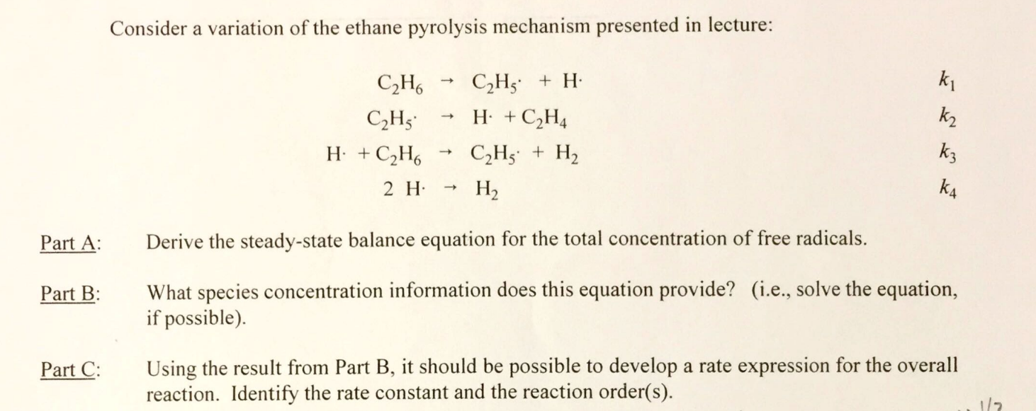 Solved Consider a variation of the ethane pyrolysis | Chegg.com