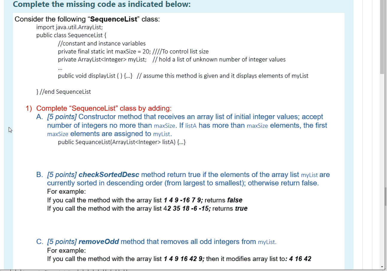 Solved Complete the missing code as indicated below: | Chegg.com