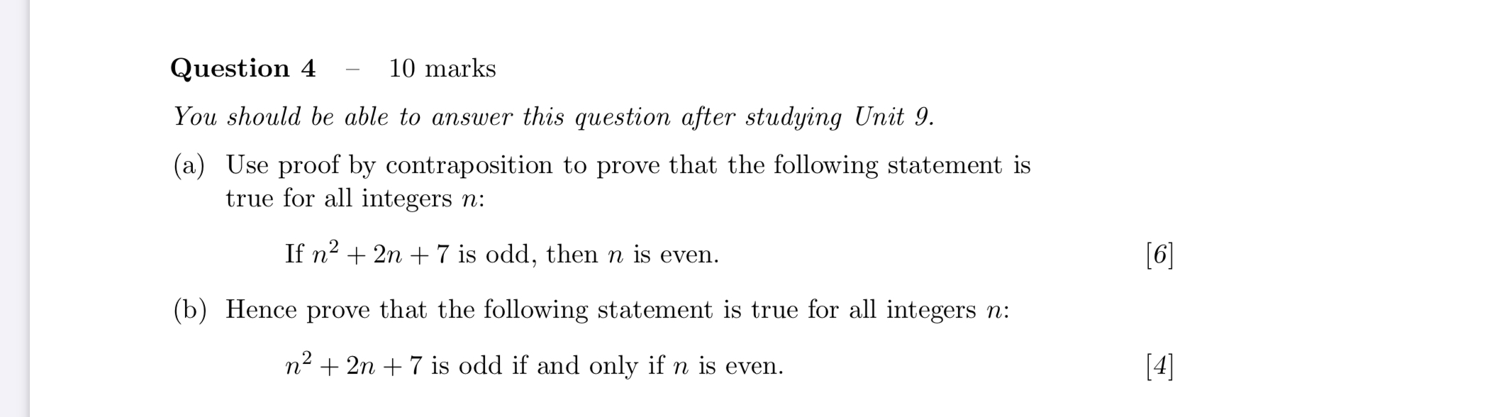 Solved Question 4 10 Marks You Should Be Able To Answer This 