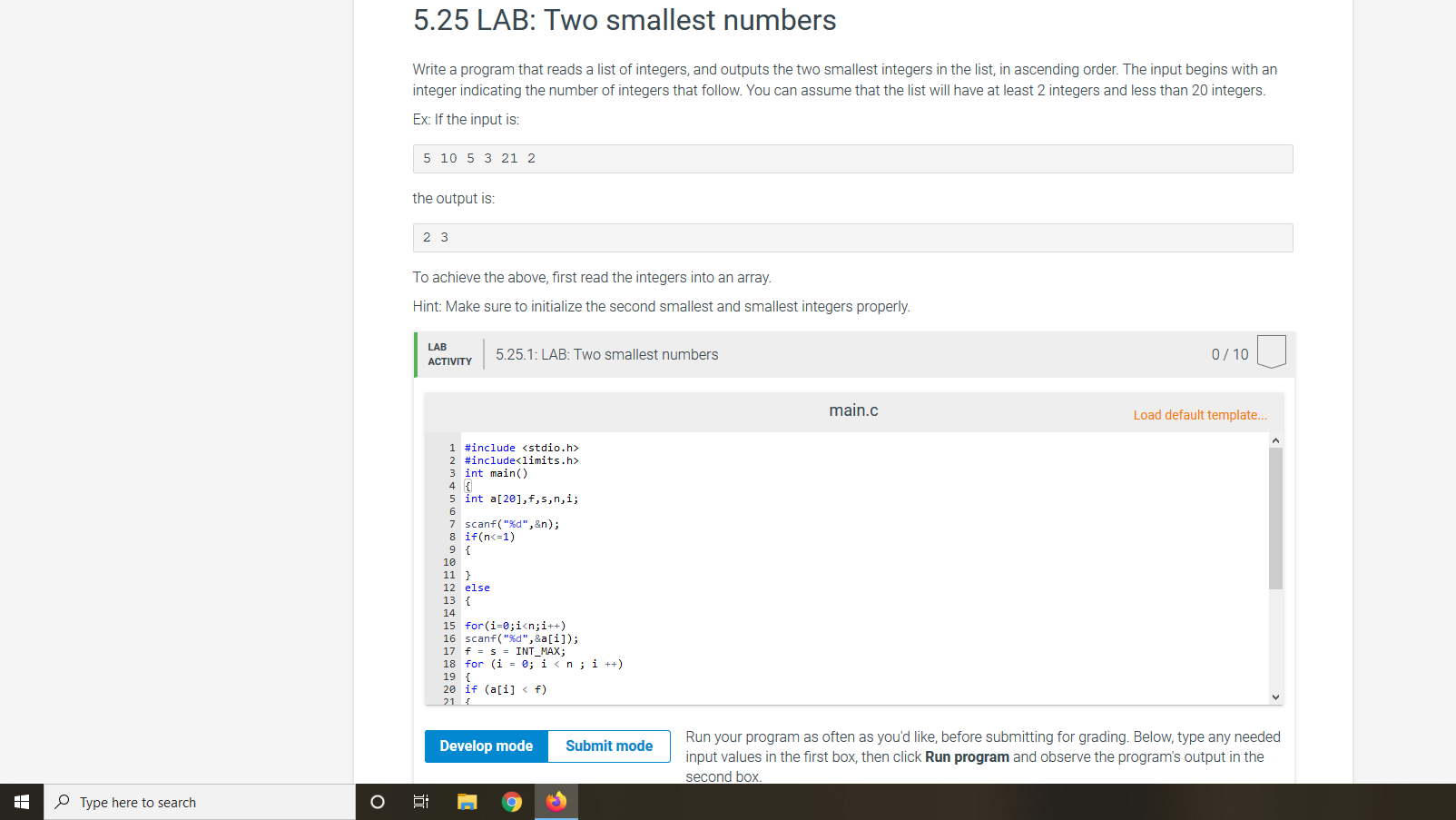 5 25 Lab Two Smallest Numbers Write A Program That