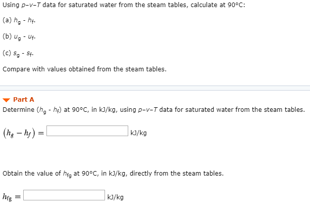 Solved Using p-v-T data for saturated water from the steam | Chegg.com