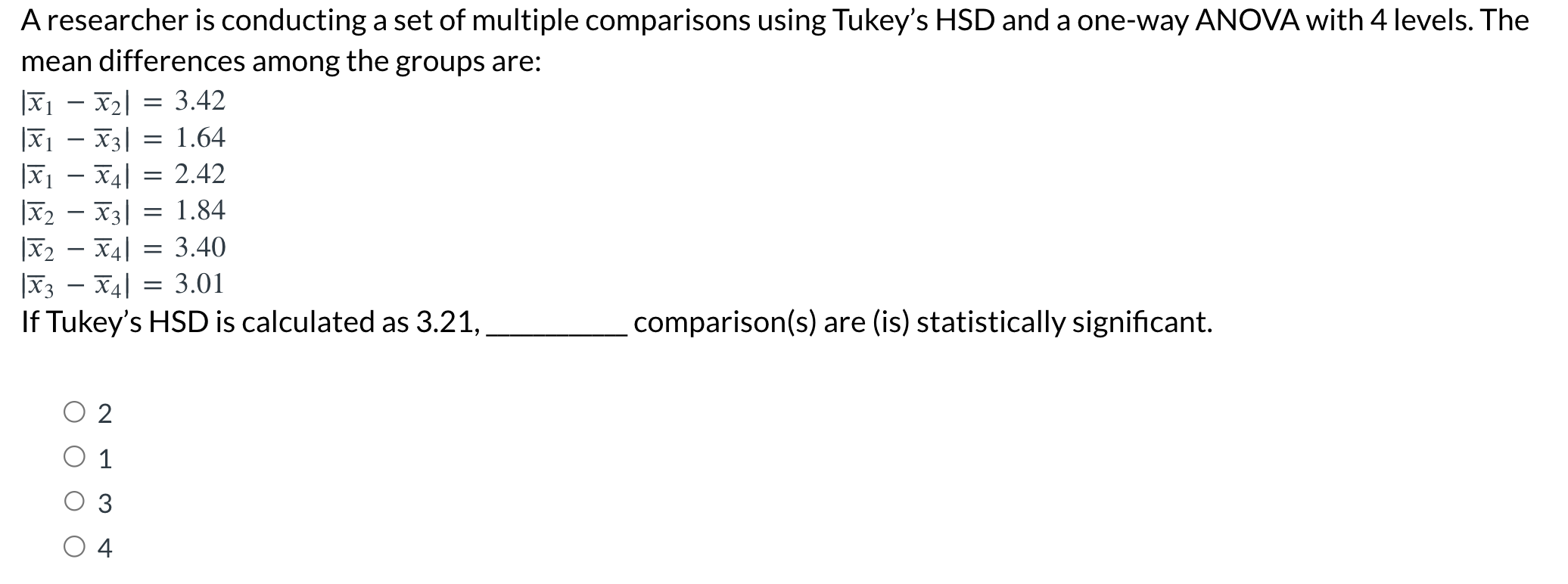 Solved A researcher is conducting a set of multiple | Chegg.com