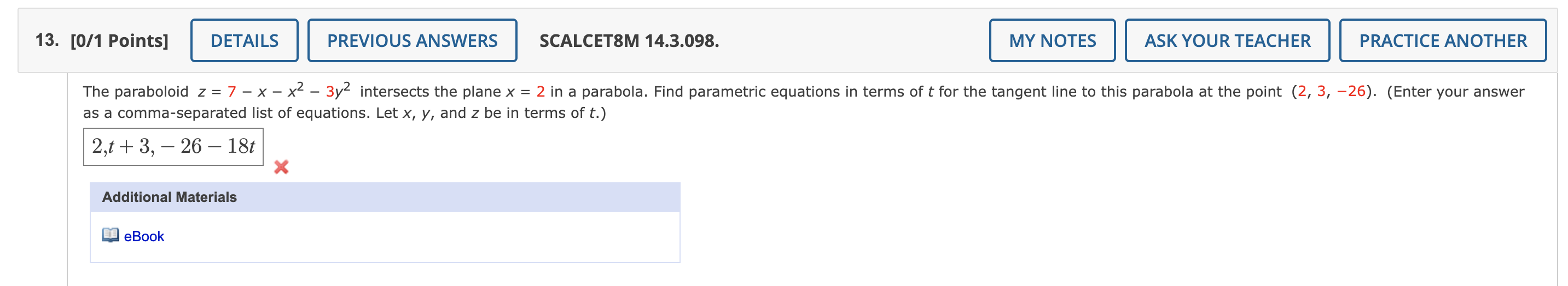Solved 13. [0/1 Points] DETAILS PREVIOUS ANSWERS SCALCET8M | Chegg.com
