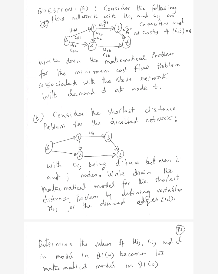 Solved QUESTIONI (a): Consider the following (a) flow | Chegg.com