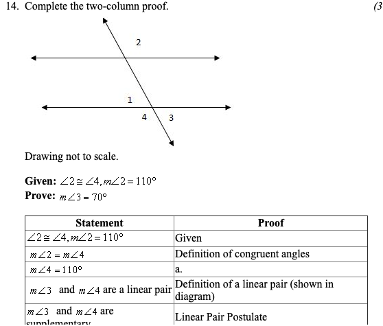Solved 14 Complete The Two column Proof 3 2 1 4 3 Drawing Chegg