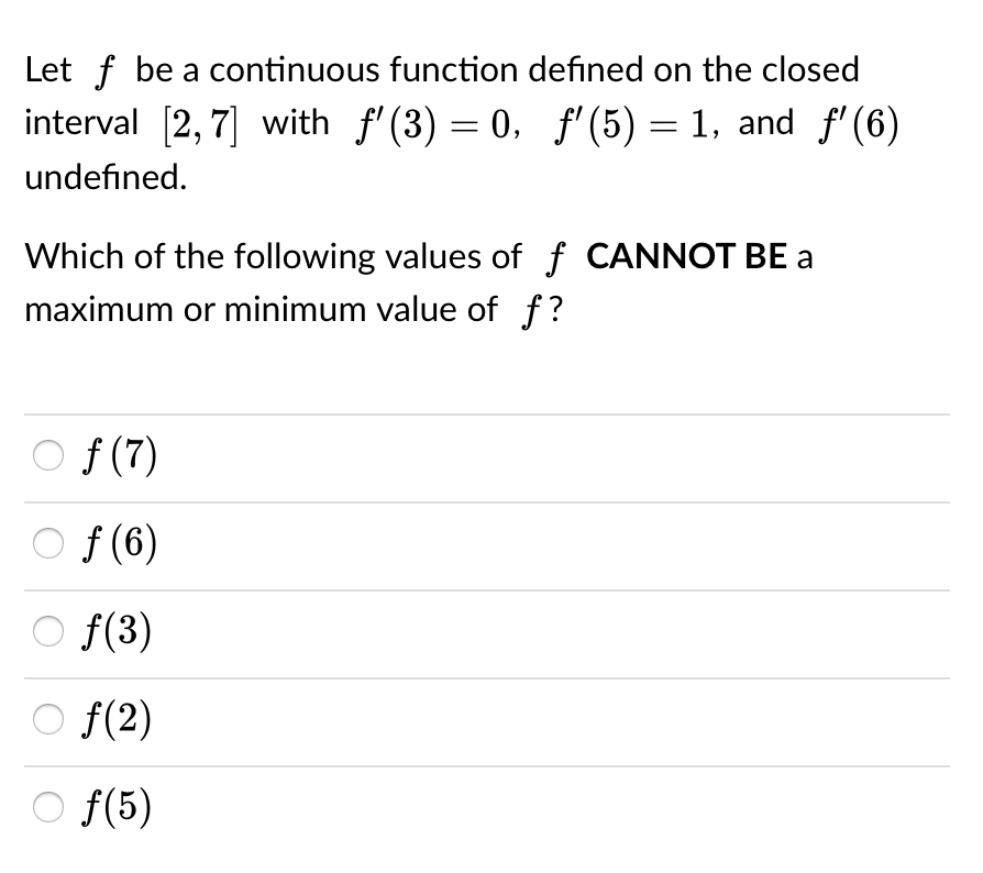 Solved Let f be a continuous function defined on the closed | Chegg.com