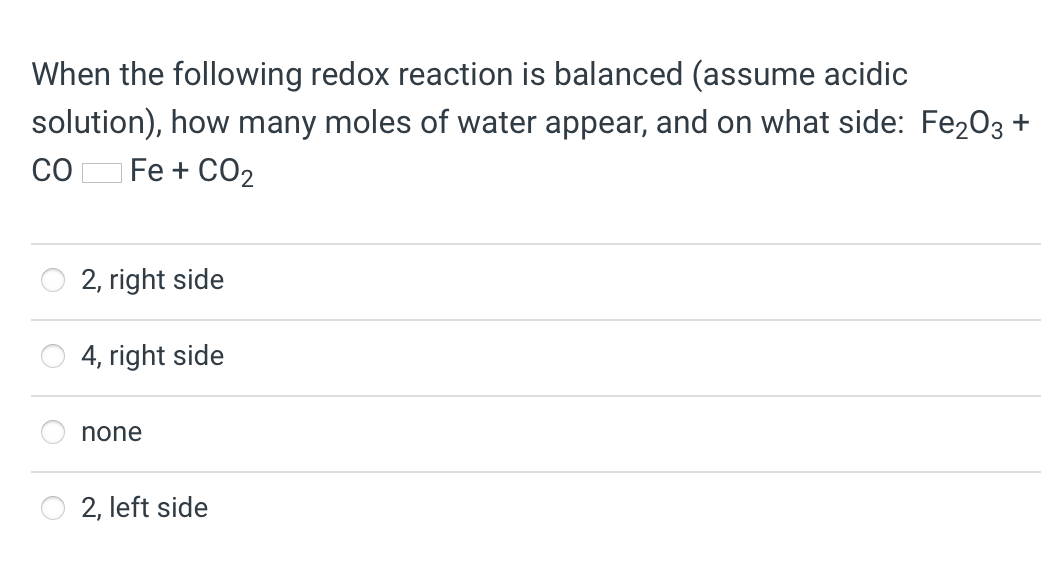 Solved When the following redox reaction is balanced (assume | Chegg.com