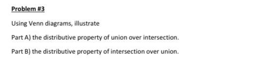 Solved Problem \#3 Using Venn diagrams, illustrate Part A) | Chegg.com