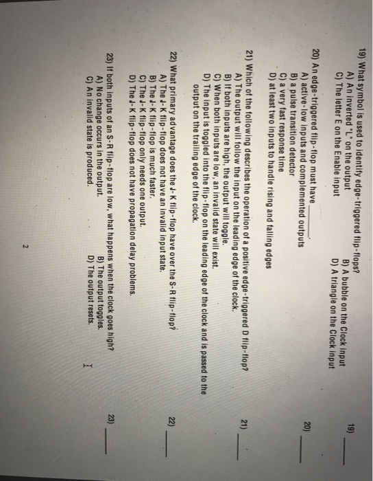 Solved 19) What symbol is used to identify edge-triggered | Chegg.com