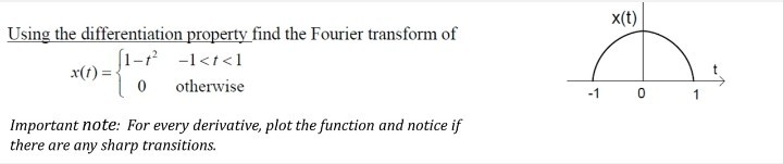 Solved Using the differentiation property find the Fourier | Chegg.com