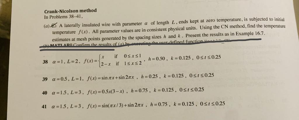 Solved Crank Nicolson Method. Example is given for reference | Chegg.com
