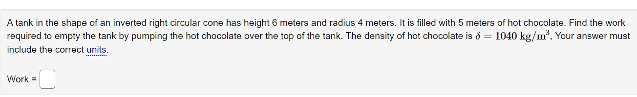 Solved A tank in the shape of an inverted right circular | Chegg.com
