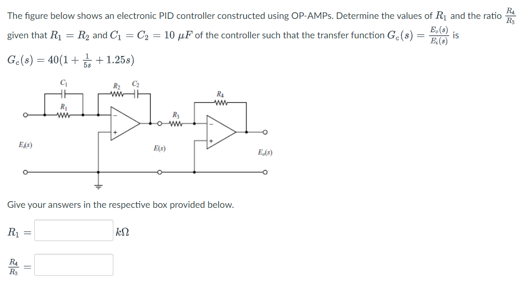 Solved RA The figure below shows an electronic PID | Chegg.com