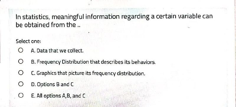 Solved In statistics, meaningful information regarding a | Chegg.com