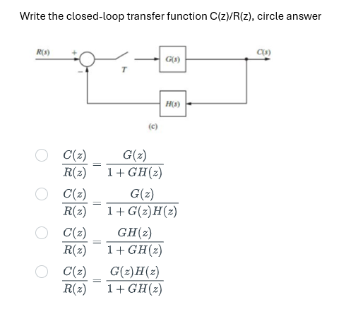 Solved Write the closed-loop transfer function CzR(z), | Chegg.com