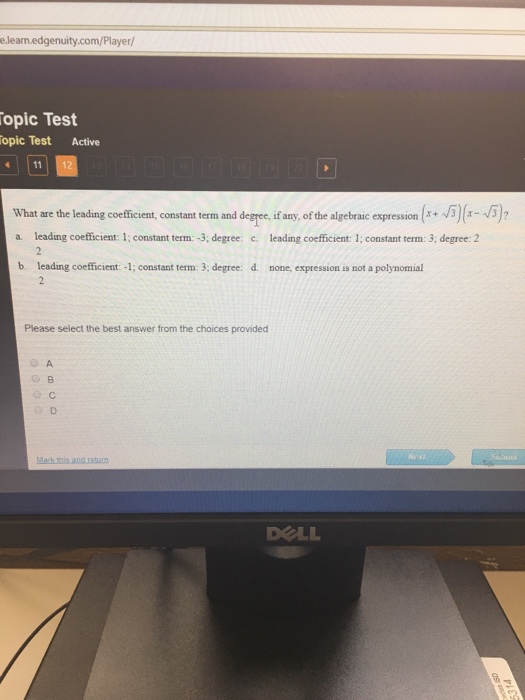 Solved e.leam.edgenuity.com/Player/ opic Test opic Test | Chegg.com