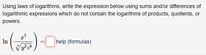 Solved Using laws of logarithms, write the expression below | Chegg.com