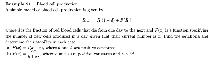Example 21 Blood cell production A simple model of | Chegg.com