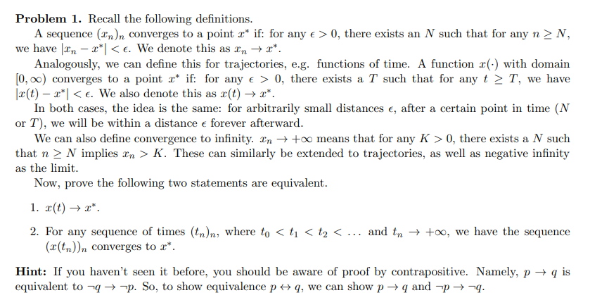 Solved Problem 1. Recall the following definitions. A | Chegg.com