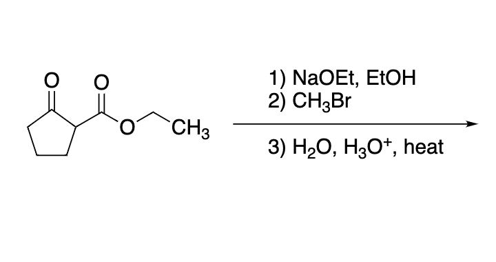 Solved 0 1) NaOEt, EtOH 2) CH2Br CH3 3) H20, H3O+, heat | Chegg.com