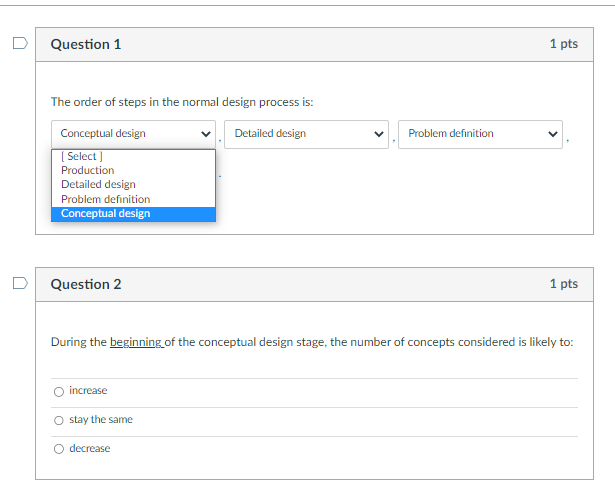 Solved The order of steps in the normal design process is: | Chegg.com