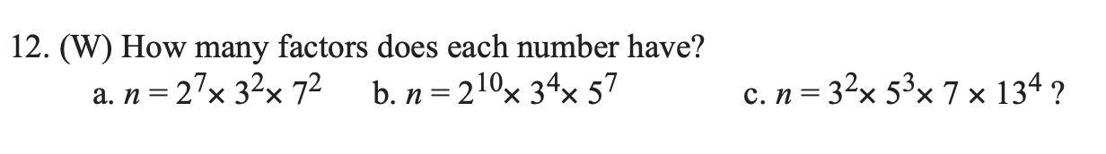Solved (W) ﻿How many factors does each number | Chegg.com